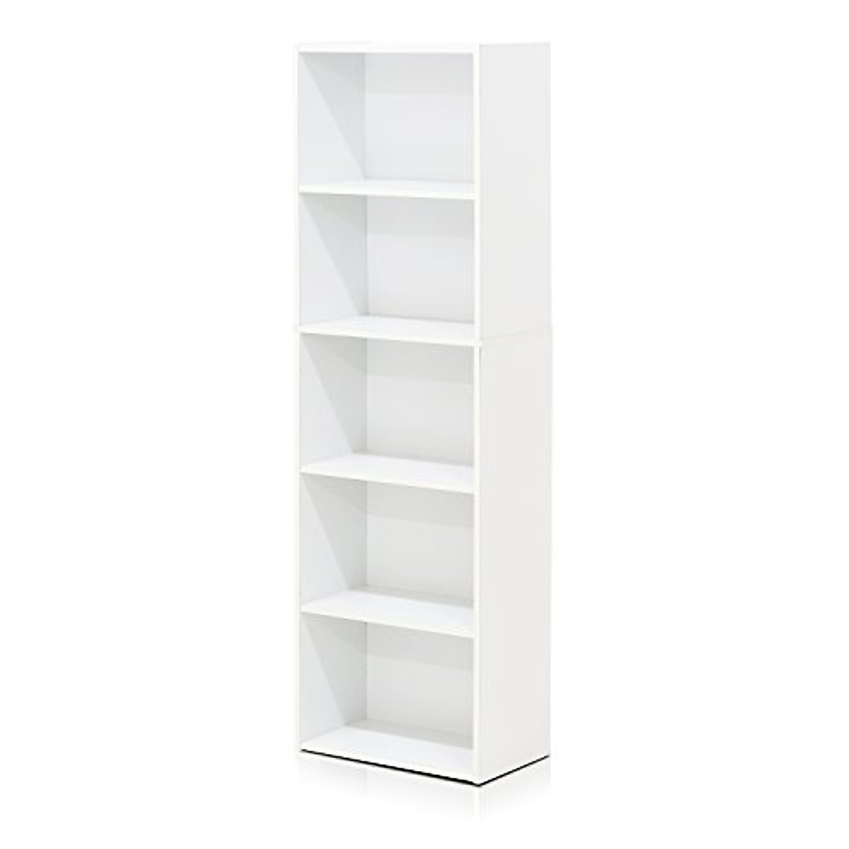 Furinno Luder Bookcase/Book/Storage, 5-Tier, White & FURINNO Jaya Simple Home 3-Tier Adjustable Shelf Bookcase, White