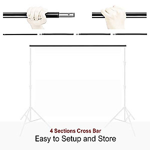 LimoStudio 10 ft Wide Crossbar, 4-Section, Photography Lighting Muslin Backdrop Support Crossbar, Wide Compatibility, AGG1783