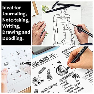 Lelix Felt Tip Pens, 15 Black Pens, 0.7mm Medium Point Felt Pens, Felt Tip Markers Pens for Journaling, Writing, Note Taking, Planner, Perfect for Art Office and School Supplies