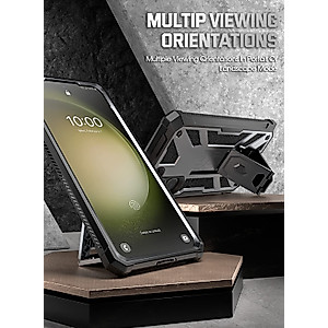 Poetic Spartan Case for Galaxy S23+ Plus 5G 6.7", Fingerprint ID, Rugged Shockproof Cover, Kickstand, Metallic Gun Metal