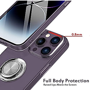 Guuboly Crystal Clear iPhone 14 Pro Max Case - 6.7" Ring Holder Kickstand, Slim, Shock Absorption Bumper