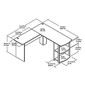 Ameriwood Home Dakota L-Shaped Desk with Bookshelves, Espresso