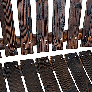 Outsunny Double Wooden Porch Rocking Bench, Adirondack Porch Rocker Chair, Heavy Duty Loveseat for 2 Persons with High Rise Slatted Seat & Backrest, Smooth Armrests, Carbonized