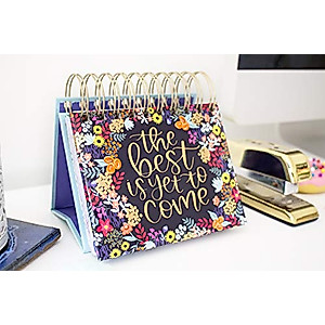 bloom daily planners Undated Perpetual Desk Easel/Inspirational Standing Flip Calendar - (5.25" x 5.5") (The Best is Yet to Come)