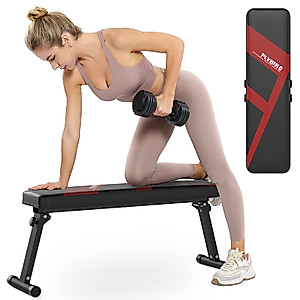 FLYBIRD Folding Flat Bench, Sturdy Lightweight and Space-saving Bench Press Flat Weight Bench, Easy to Assemble