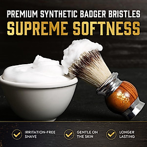 The Cambridge Cut Throat® Luxury Missanda Hardwood and Stainless Steel Men's Shaving Brush for Soap, Foam or Cream with Premium Synthetic Silvertip Vegan Friendly Badger Bristles Male Grooming Present
