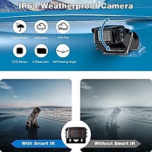 ZEROXCLUB HD Wired Backup Camera System Kit, Sharp CCD Chip, 100% Not Wash Up, IP69 Waterproof Rear View Camera + 7’’ LCD Monitor Reversing for Truck/Semi-Trailer/Box Trucks/RV (ERY01)
