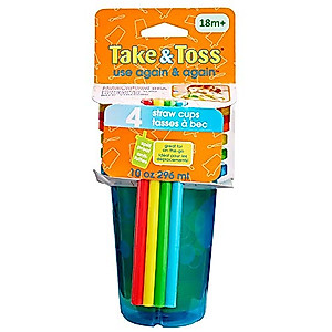 The First Years Take & Toss Straw Cup, Boy, 10 oz, Multicolor, 4 Count