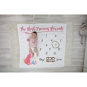 patucia Baby Milestone Blanket Marker, Milestone Marker for Blanket, Monthly Milestone Floral Wreath, Monthly Milestone Photo Prop Frame, 2 Pieces