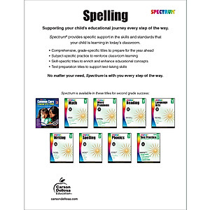 Spectrum Spelling Workbook Grade 2, Phonics and Handwriting Practice With Sight Words, Vowels, and Compound Words, 2nd Grade Workbook With English Dictionary, Classroom or Homeschool Curriculum