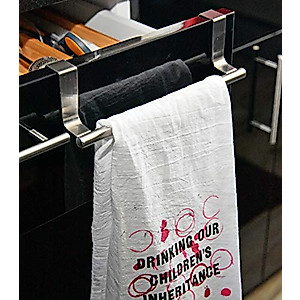 Home-X - Over-The-Cabinet Towel Bar, Metal Hanging Rack for Kitchen and Bathroom, Stainless Steel, 9" L x 2 1/2" W x 2 1/4" H