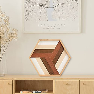 Prometis Hexagon Serving Decorative Tray Sturdy Wooden Handmade，Great for Dinner Tray/Coffee Table/Decoration Table