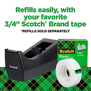 Scotch Classic Desktop Tape Dispenser C-38, Black, 1 in Core, Made From 100% Recycled Plastic, 1 Dispenser (C-38)