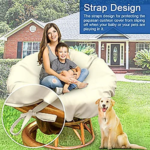HILUHIDI Papasan Cushion Cover Only, Water-Resistant Papasan Chair Cushion Cover, Easy-to-Clean Papasan Chair Covers with Zipper in Indoor and Outdoor(Beige) (B)