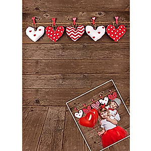 LTLYH 7x5ft Valentine's Day Wooden Board Backdrop Valentine's Day Love Hearts Vintage Wood Plank Backdrop Kid Baby Lovers Girl Photography Decorations Photo Background 091