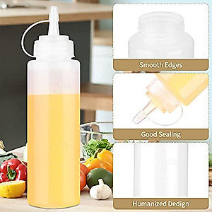 24 Pcs 8 oz Plastic Condiment Squeeze Bottles Squeeze Leak Proof Multipurpose Squirt Bottles with Twist Top Cap for Sauces Ketchup BBQ Syrup Dressings Paint Grilling Crafts Olive Oil Arts, Clear