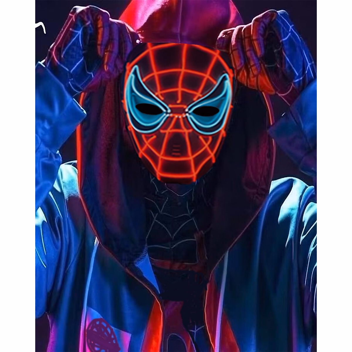 RIDDIM Spider Led Mask for Kids, Super Hero Cosplay, Light up Scream Mask for Carnival, Halloween