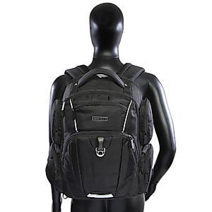 Perry Ellis Men's 9-Pocket Business Professional Laptop Backpack-P350, Black, One Size