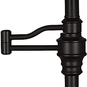 Catalina Lighting Transitional 2-Way Metal Adjustable Swing Arm Desk Table Lamp with Linen Shade, 28", Bronze