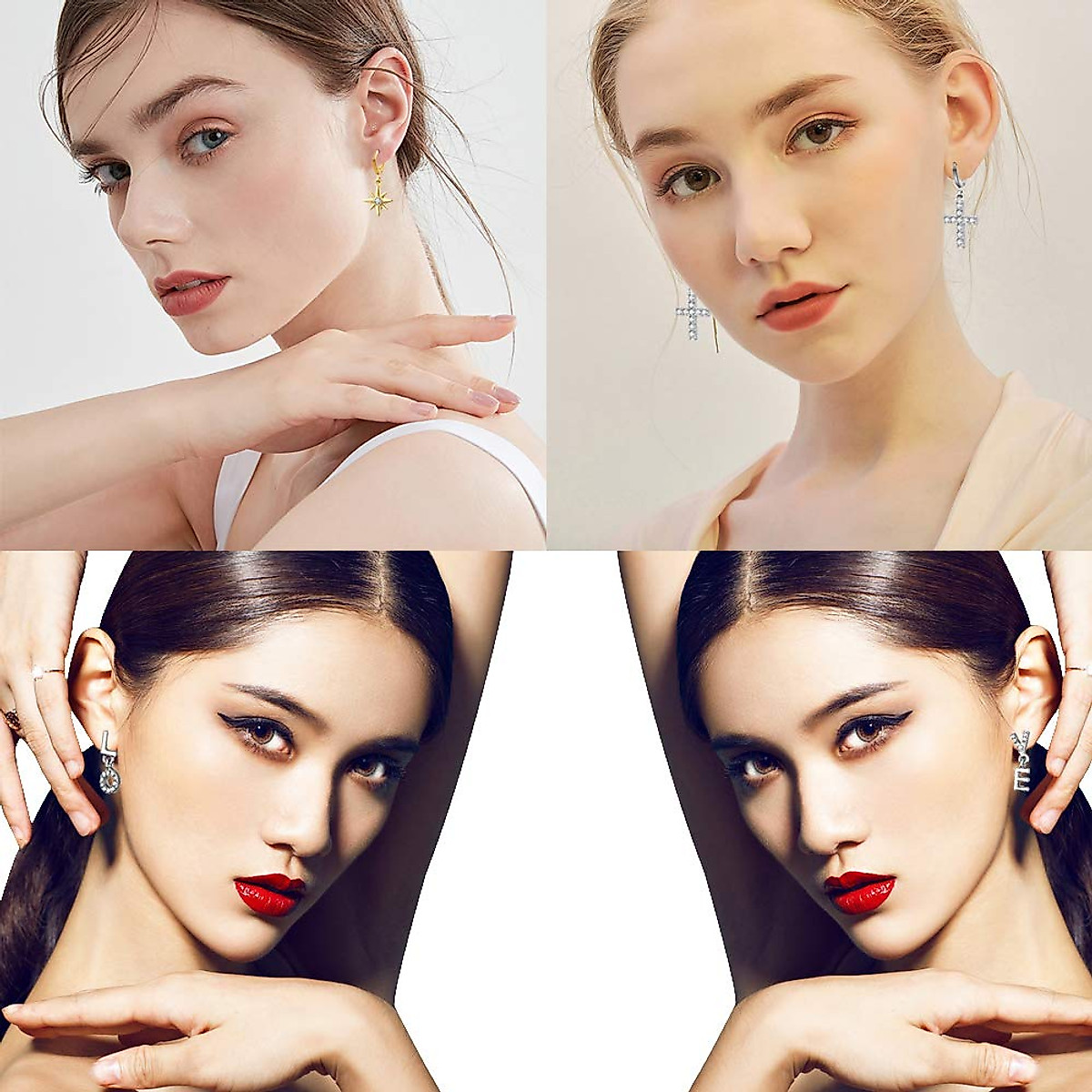 Aganippe 30 Pairs Assorted Stainless Steel Stud Earrings Set for Women Men Hypoallergenic Animal Faux Pearl Sun Moon Crystal Geometric Heart Ear Stud Jewelry