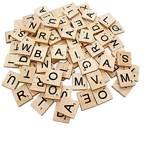 MYYZMY 200 Pcs Scrabble Letters, Wood Scrabble Tiles for Crafts Making Crossword Game