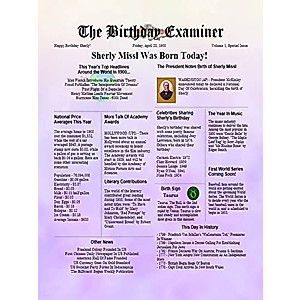 Historical Customized Personal Birthday Examiner Newspaper Chronical Art Print for the Day You Were Born from 1900 to 2020 (Heavenly Light)