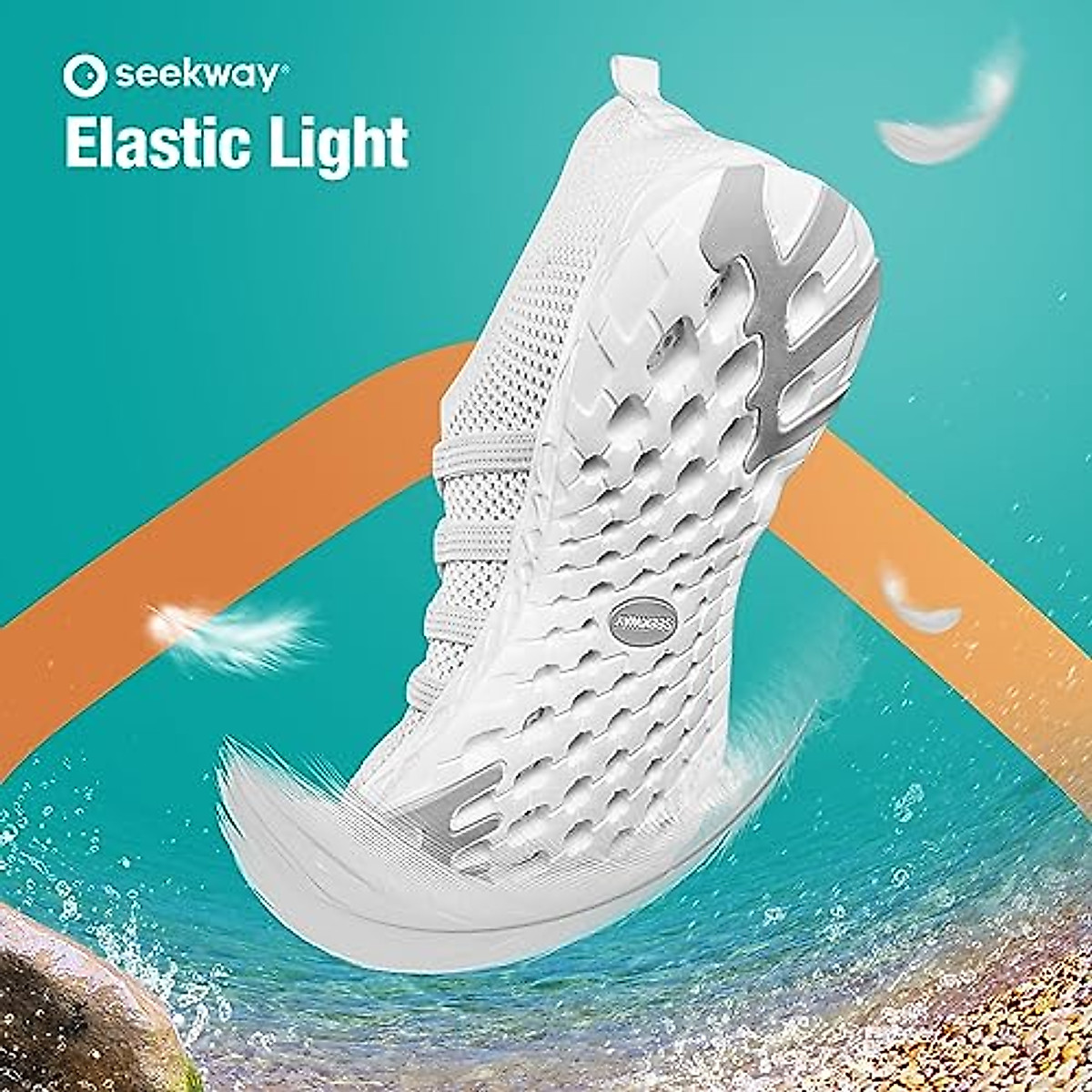 SEEKWAY Mens Womens Water Shoes Quick Dry Aqua Shoes Barefoot for Beach Surf Hiking Pool Water Sports AD051 White