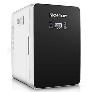 Nictemaw Mini Fridge Electric Cooler and Warmer, Mini Fridge with LCD Display and Digital Thermostat, Single Door Portable Makeup Skincare Fridge for Cars, Road Trips, Homes, Offices & Dorms