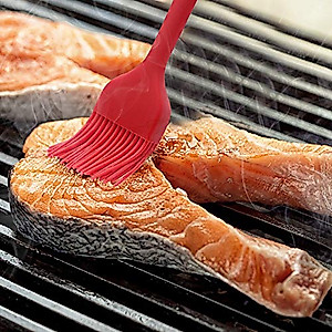 KUFUNG Silicon Basting Brushes, Heat Resistant Pastry Brushes, Spread Oil Butter Sauce Marinades for BBQ Grill Barbeque & Kitchen Baking, Cooking (M, Cherry Red)