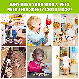 6-Pack Safety Cabinet Locks for babies, Child safety cabinet locks, baby Proof Cabinet latches, Adjustable U-Shaped Sliding Child locks for Closet cabinets Knob Handle