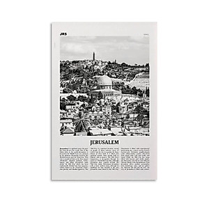 Jerusalem Print Black And White, Jerusalem Wall Art, Jerusalem Poster, Jerusalem Photo, Jerusalem De Print Canvas Poster Bedroom Decor Sports Landscape Office Room Decor Gift 12x18inch(30x45cm)