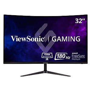 ViewSonic VX3218-PC-MHD 32 Inch Full HD 1080p 165Hz 1ms Curved Gaming Monitor with Adaptive-Sync Eye Care Frameless HDMI and Display Port (Renewed)