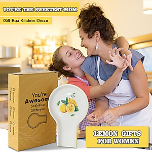 Spoon Rest - Lemon Spoon Rest for Stove Top for Cooking Spoons Spatula Lemon Kitchen Decor Ceramic Spoon Rest for Kitchen Counter with Gift Box Ready