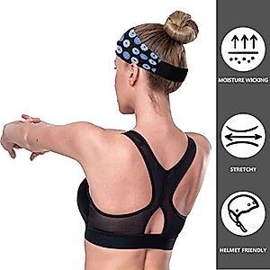 Unisex Workout Headbands Evil-Eye-Blue-Black Elastic Yoga Sweatband Stretchy Sports Hairband