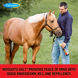 Farnam Mosquito Halt Repellent Spray for Horses, Ready-to-Use Fly and Bug Spray, 32 Fluid Ounces, One Quart Bottle with Trigger Sprayer