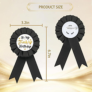 It's My Freaking Birthday Tinplate Badge Pin, Black Rosette Happy Birthday Button Pin, Funny Birthday Badge Pin for Men/Women, Black Brooch Buttons for 18th/21st/30th Birthday Party Supplies