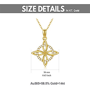 SISGEM Solid 14K Gold Celtic Cross Knot Necklace for Women,Yellow Gold Irish Celtic Knot Pendant Necklaces with Moissanite,Anniversary Birthday Jewelry Gifts for Mom Wife 16''-18''