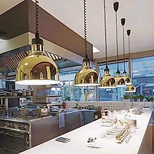 KOUWO 110V Food Heat Lamp Commercial Food Warmer Light Hanging Food Heating Lamps for Buffet,Kitchen,Restaurant,Catering (Gold)