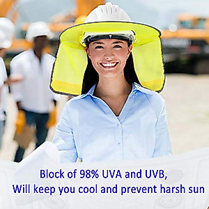 Tenpluszero 3 Pack Hard Hat Sunshield - Upgrade Full Brim Neck Sunshade Cover with Reflective Strip for Hardhats, yellow