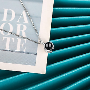 Personalized Photo Necklace Customized Photo Projection Necklace Round Pendant Necklace with Picture Inside Sterling Silver Projection Necklace Custom Jewelry Gifts for Women Wife Mom Christmas