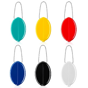 Frienda Rubber Coin Purse 6 Pieces Oval Coin Purse Coin Holders Colorful Coin Purse with Chain for Men Women Travel Multi Purpose (Classic Color)