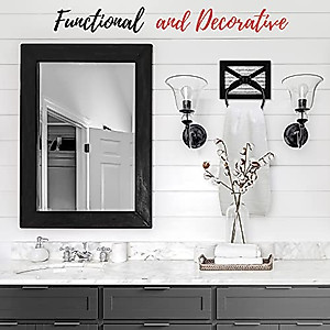 Autumn Alley Farmhouse Decor Hand Towel Ring for Bathroom - Rustic Hand Towel Holder - Rustic Towel Rack Ring Holder, Wall Mounted, Bathroom Decor Towels Mix of Wood, Galvanized Metal, Black Wood