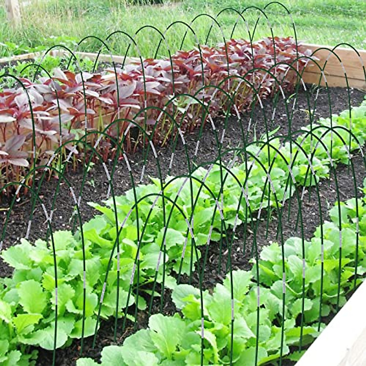 Green Garden Hoops 15 Sets of 6.56 ft Long 75pcs 15.7" with Dia 0.354 in Support Hoops for Garden Stakes,Raised Bed (75)