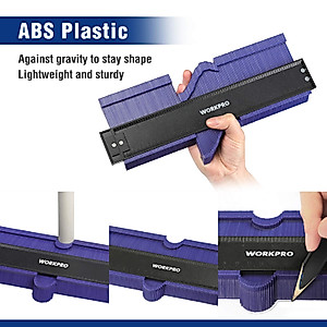 WORKPRO 10" and 6-Sided Angle Measuring Tool Combo Kit, Plastic Shape Contour Gauge Duplicator, Aluminum Alloy Multi Angle Measuring Ruler
