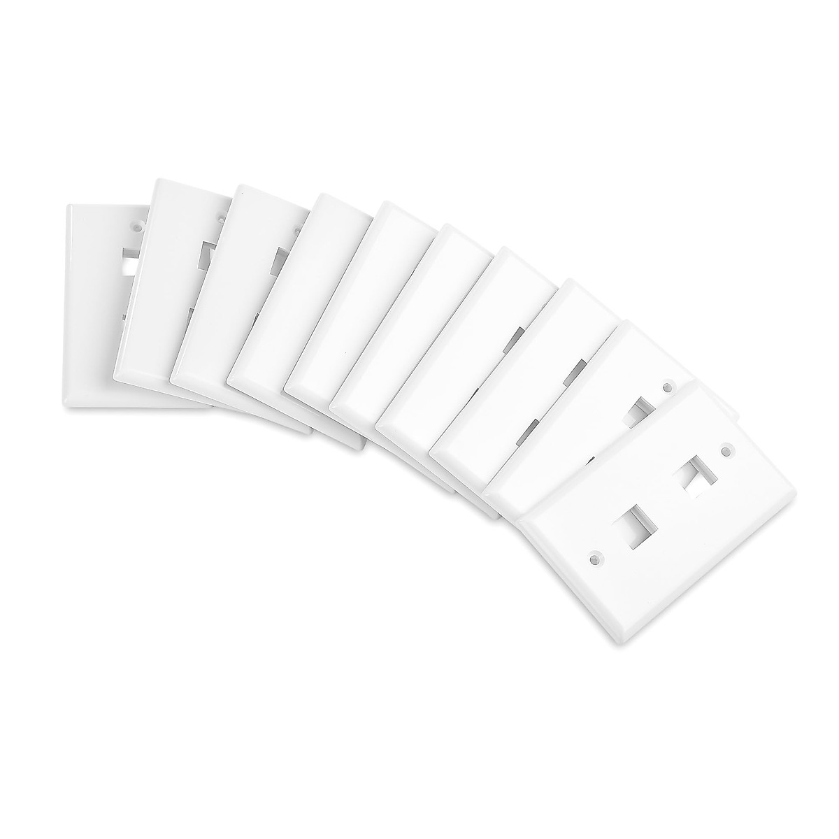Cable Matters 10-Pack Low Profile 2-Port Keystone Jack Wall Plate, RJ45 Wall Plate for Keystone Jacks in White