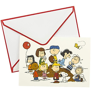 Graphique Peanuts Gang Boxed Notecards, 16 Peanuts Friends CardsEmbellished With Glitter, with Matching Envelopes and Storage Box, 3.25" x 4.75"
