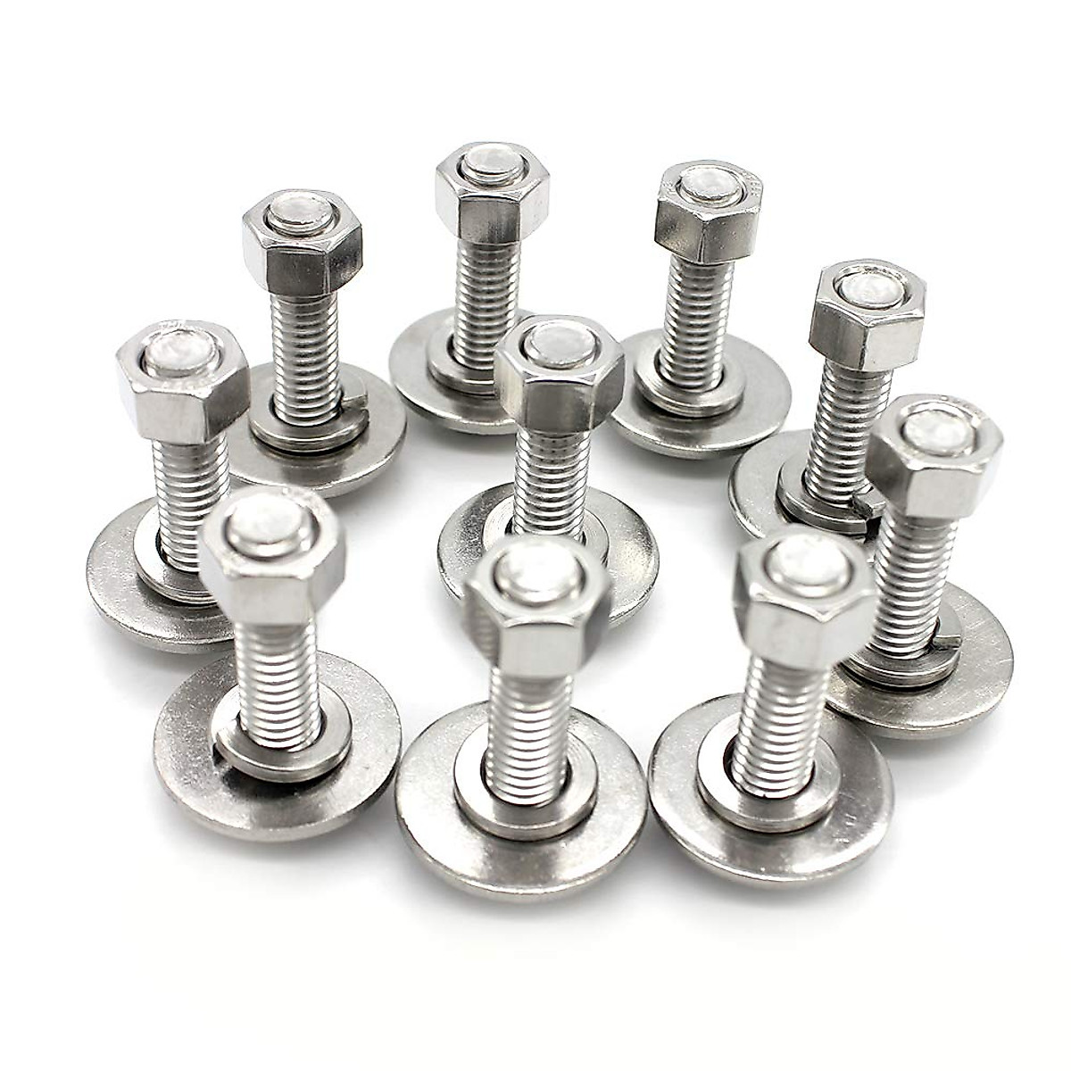 (10 Sets) 5/16-18x2" Stainless Steel Hex Head Screws Bolts, 5/16 Nuts, 5/16 Flat Washer & 5/16 Lock Washers, 18-8 (304) S/S, Fully Threaded by Bolt Fullerkreg