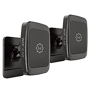WixGear (2 Pack Universal Stick On Dashboard Magnetic Phone Car Mount, for Cell Phones and Mini Tablets with Fast Swift-snap Technology, (Newer Bigger Model)