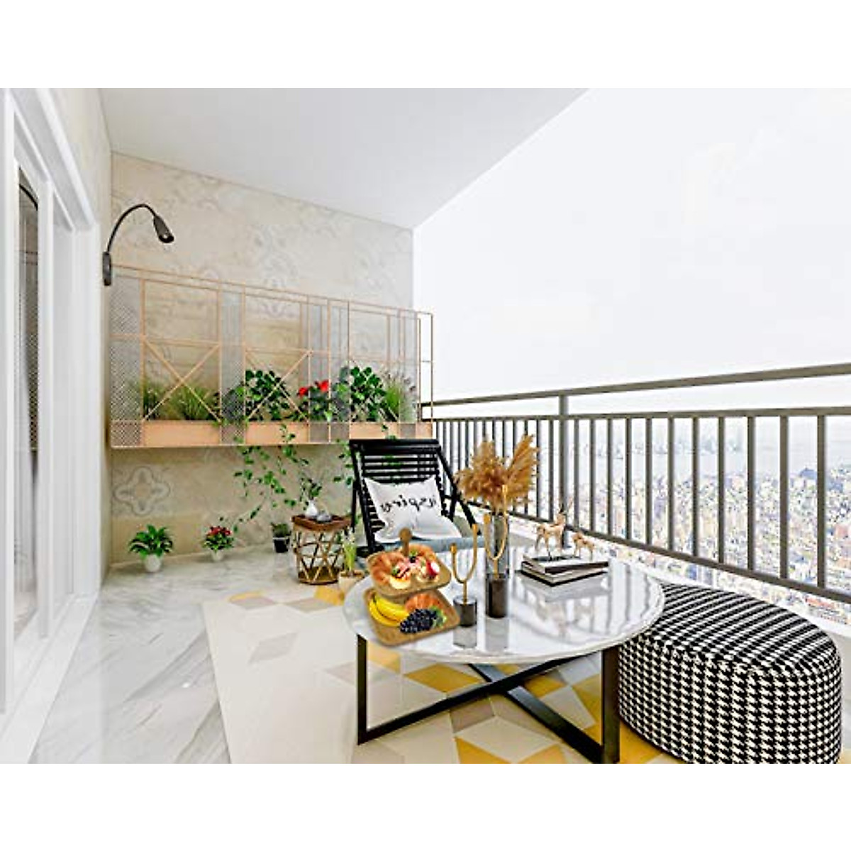 Decorative 2-Tier Square Bamboo Serving Tray with Wooden Handle - Cupcake Stand - Home Decor for Kitchen Counter, Dining Room Table, and Coffee Bar - 9.5" x 9.5" x 10"