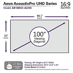 Elite Screens Aeon AUHD Series, 100-inch 16:9, 4K Home Theater Fixed Frame EDGE FREE Borderless Projection Sound Transparent Perforated Weave Projector Screen, AR100H2-AUHD